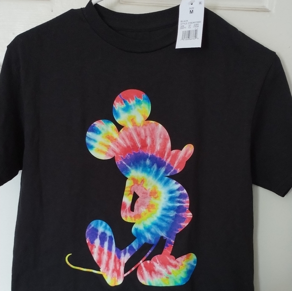 Disney | Shirts & Tops | Disney Boys Size M Kids Black Tee With Tye Dye ...